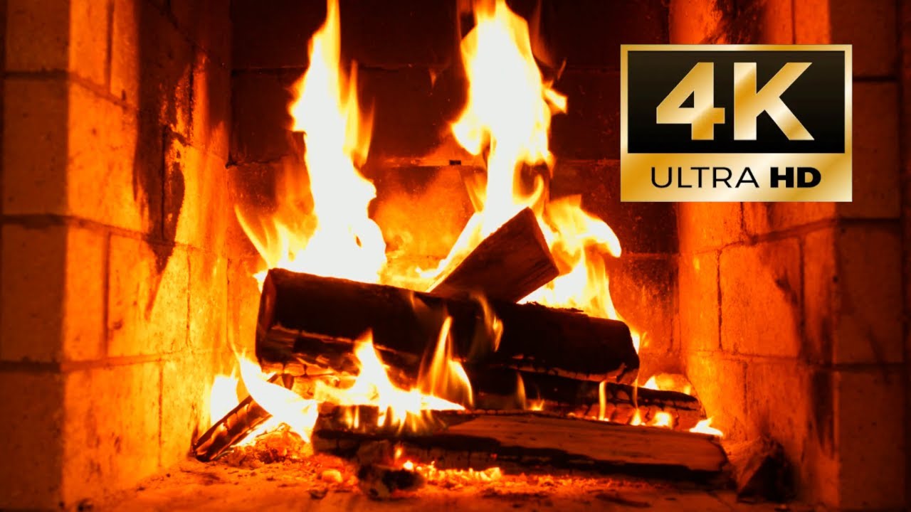Relaxing 10-Hour Bright Fireplace 4k Ultra HD Burning Crackling Sounds ...