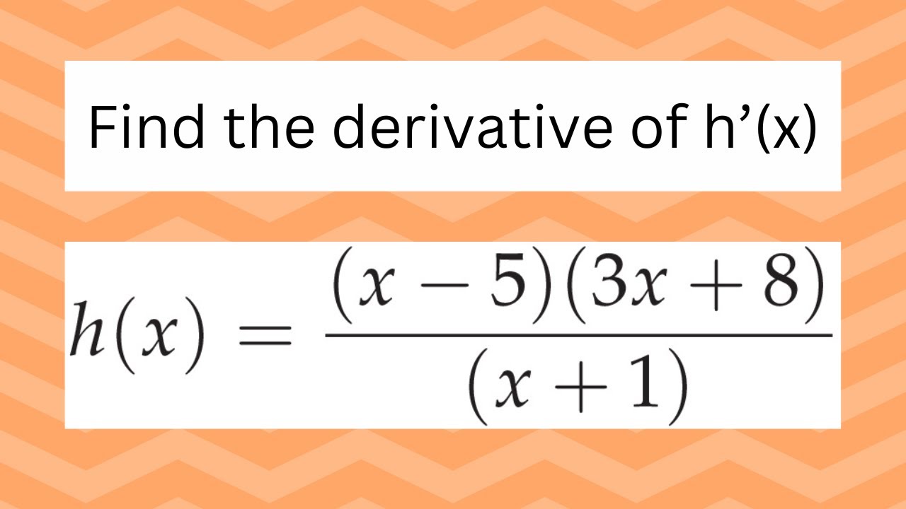 Find the derivative using product and quotient rule. Calculus. Exam ...