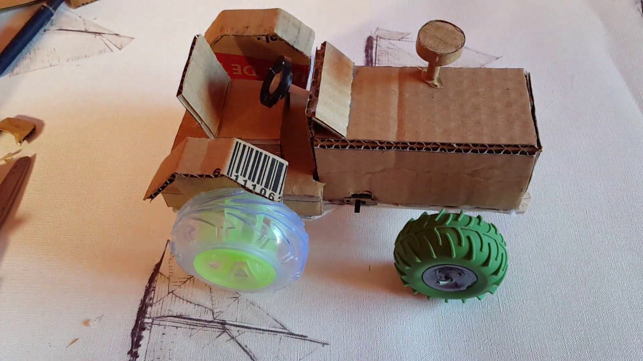 How to make a cardboard tractor is very simple - YouTube