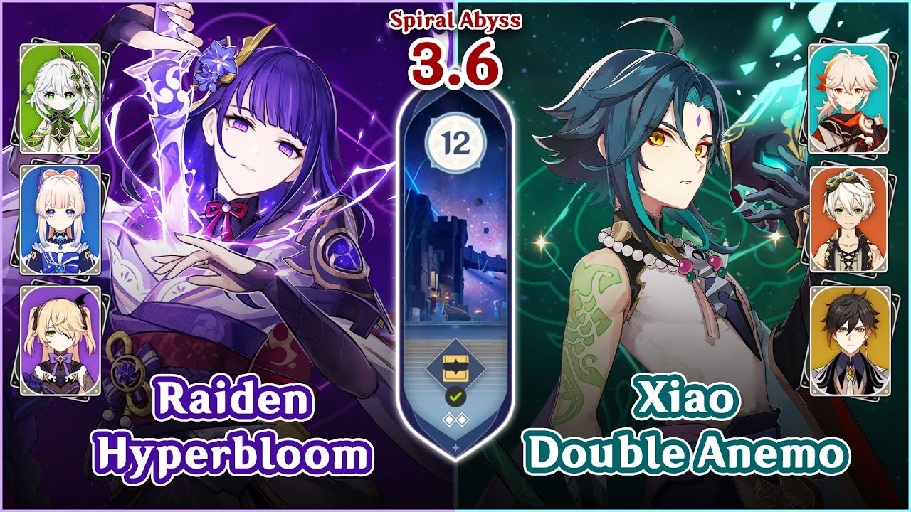 【Genshin Impact】NEW Spiral Abyss 3.6 Floor 12 - Raiden Hyperbloom ...