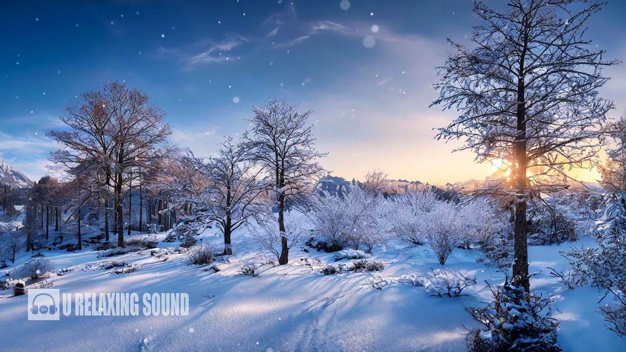 Snow in morning winter with beautiful nature sound for relaxing - YouTube