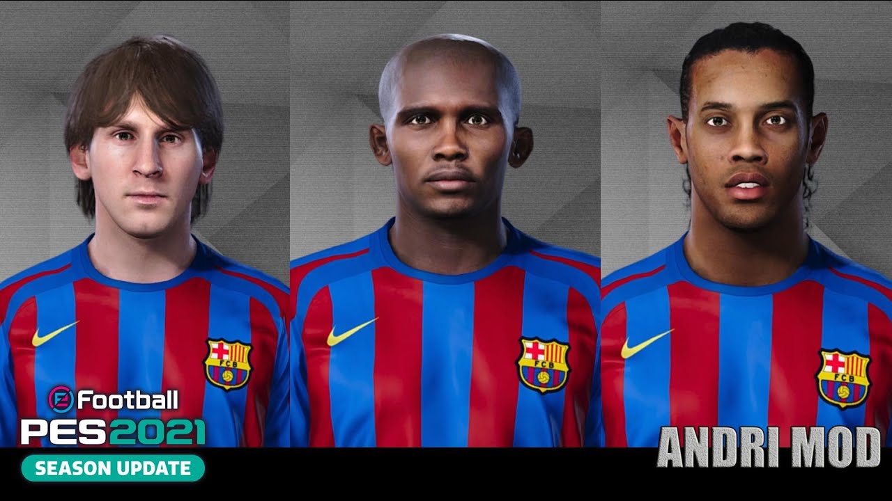 PES 2021 - DOWNLOAD FACE MESSI, RONALDINHO, ETO'O 2005 - YouTube