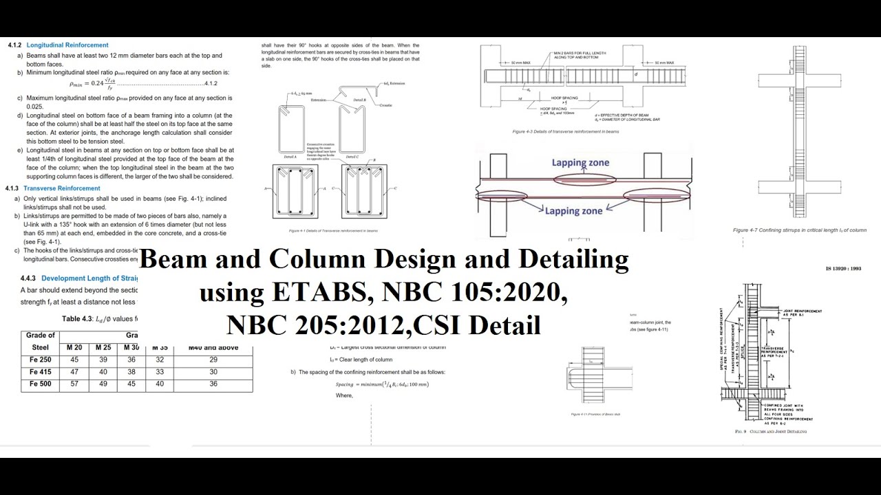 BEAM and COLUMN Design and Detailing using ETABS, NBC 105:2020, MRT 205 ...