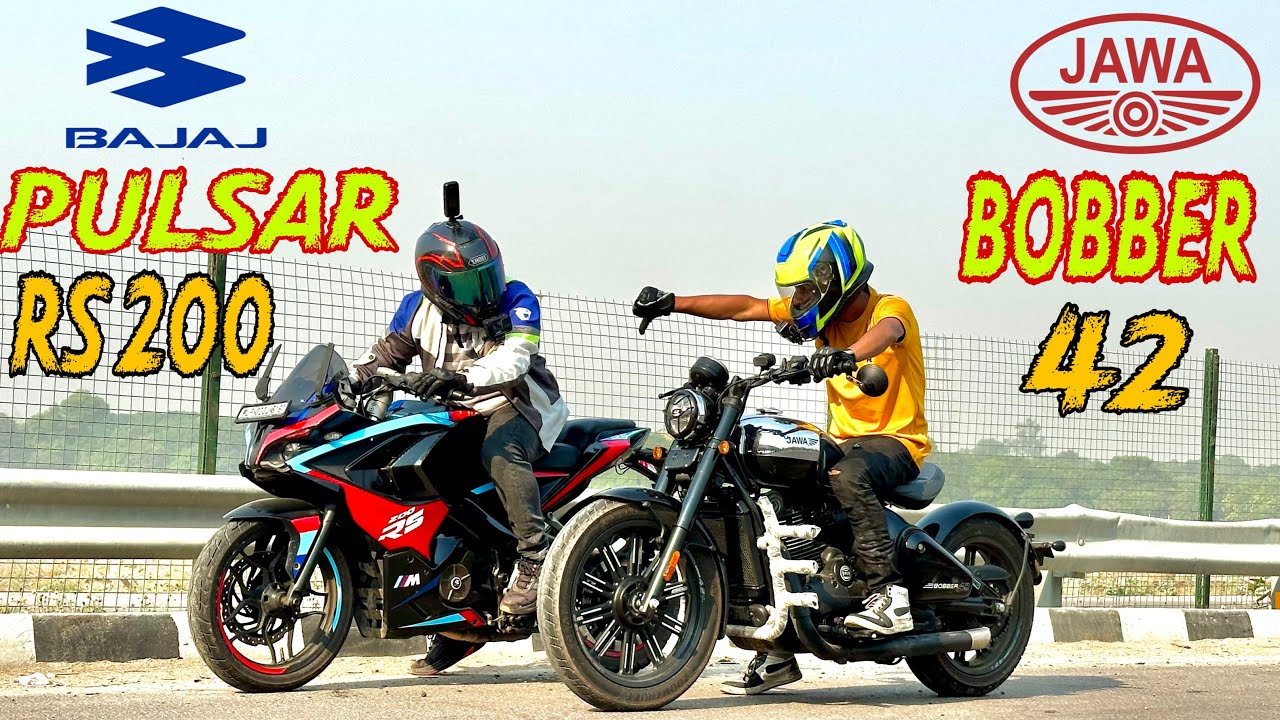Jawa Bobber 42 vs Bajaj pulsar RS 200 || Drag Race || shocking results ...