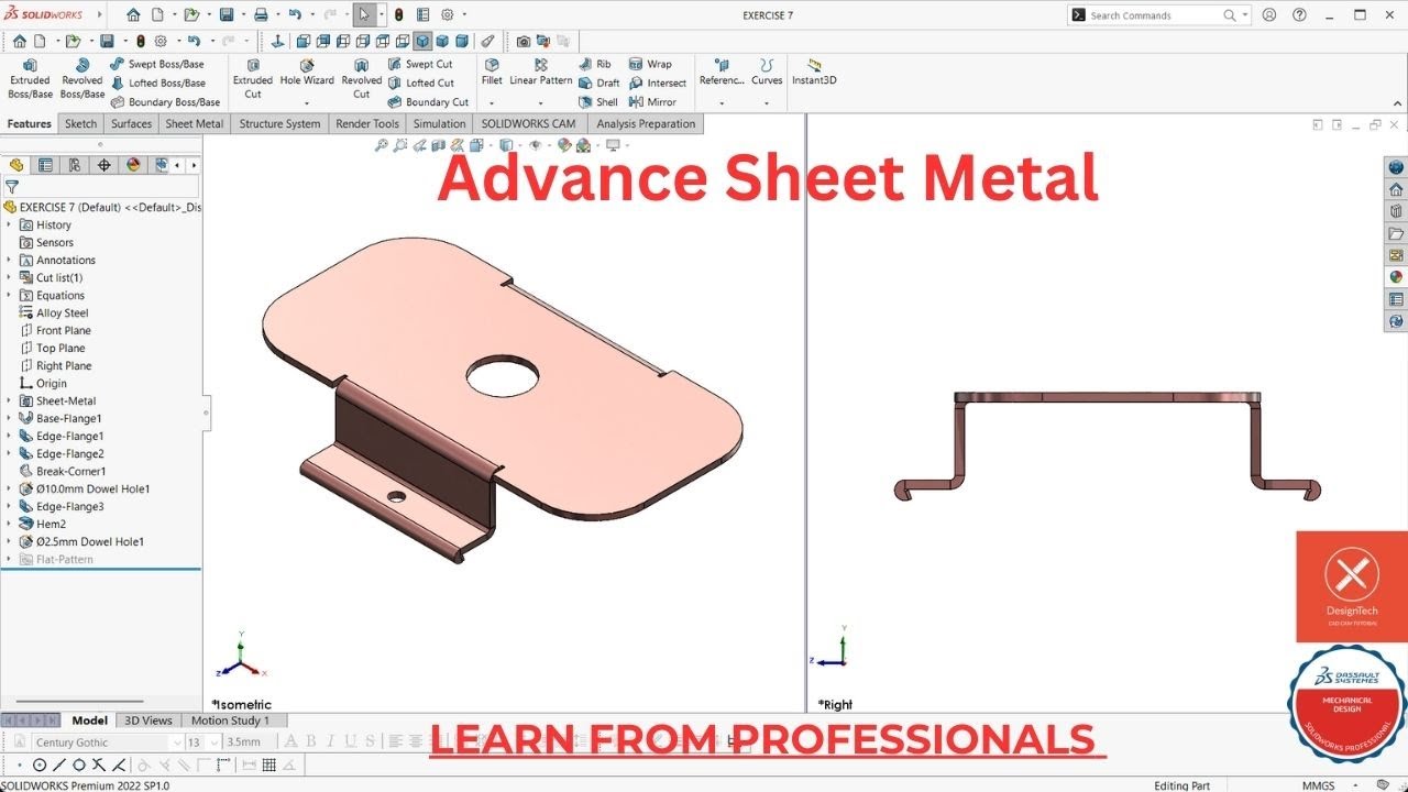 Advanced SolidWorks Sheet Metal Part Modeling | Pro Tips & Techniques ...