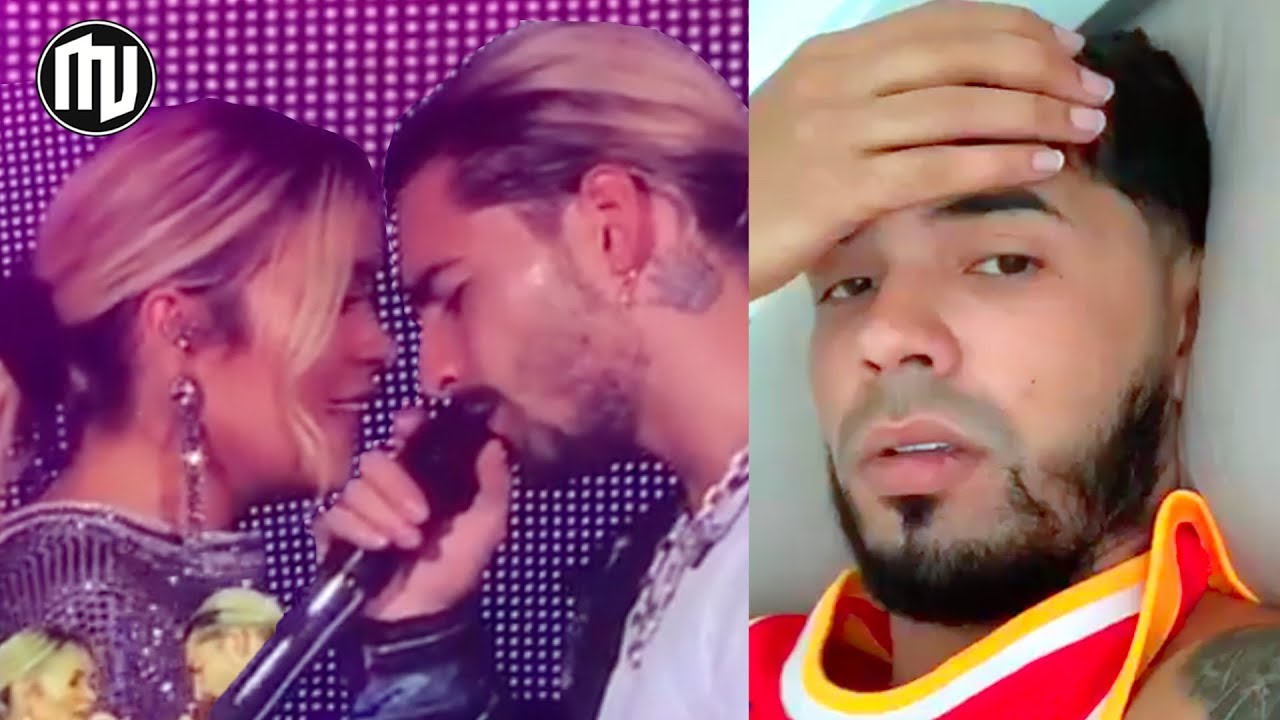 ¡UY! ¡Maluma lanza beso a Karol G en vivo y Anuel se deprime 💔! - YouTube