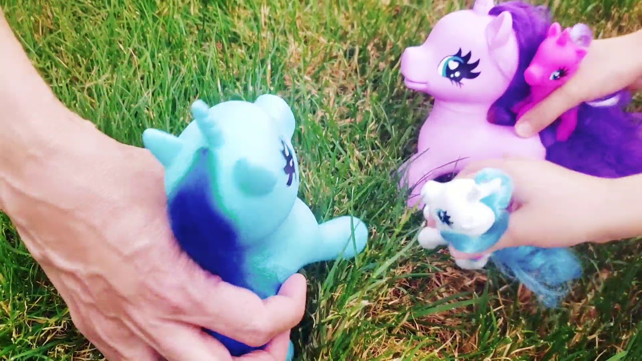 Unicorn Family with baby unicorns playing outside - YouTube