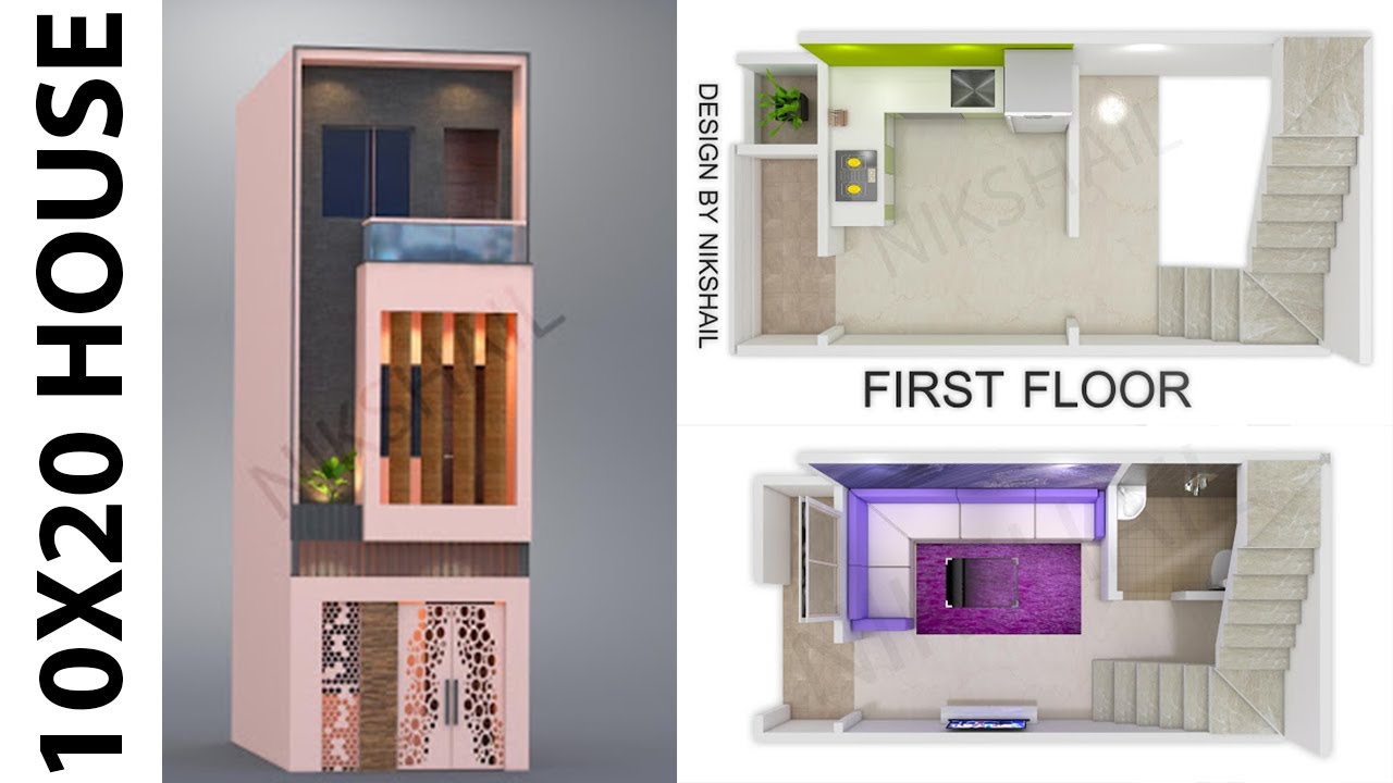 10X20 house plan with 3d front elevation by nikshail - YouTube
