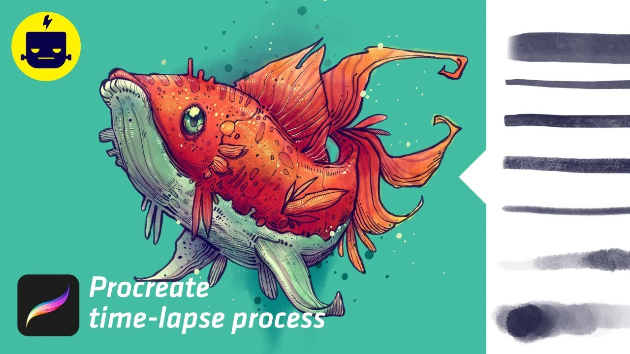 Nautika Fish - Procreate time-lapse (brush pack demo) - YouTube