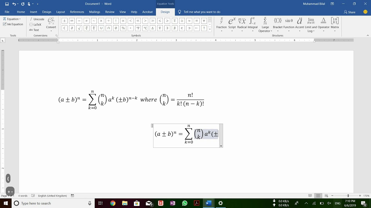 How to Type Fast Math Equations in MS Word 2016 - YouTube