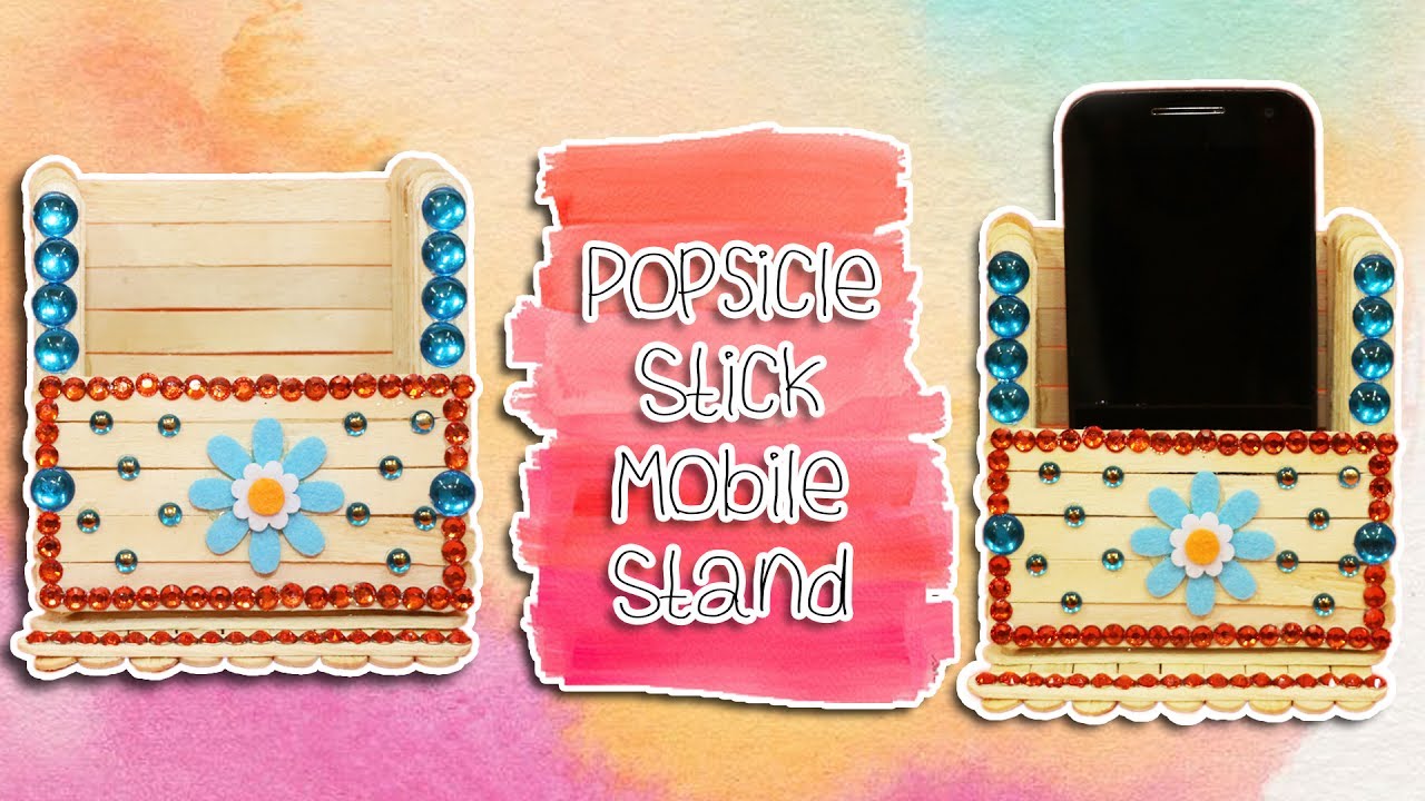 DIY Mobile Stand Using Popsicle Stick | Ice Cream Sticks Mobile Stand ...
