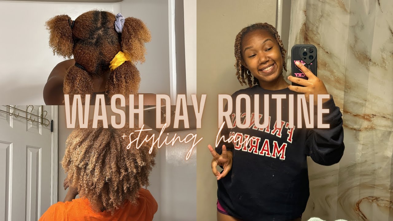 WASH DAY ROUTINE ♡ | 4b natural hair + styling hair - YouTube
