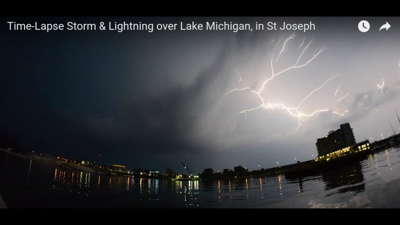 Time-Lapse Storm & Lightning over Lake Michigan, in St Joseph - YouTube