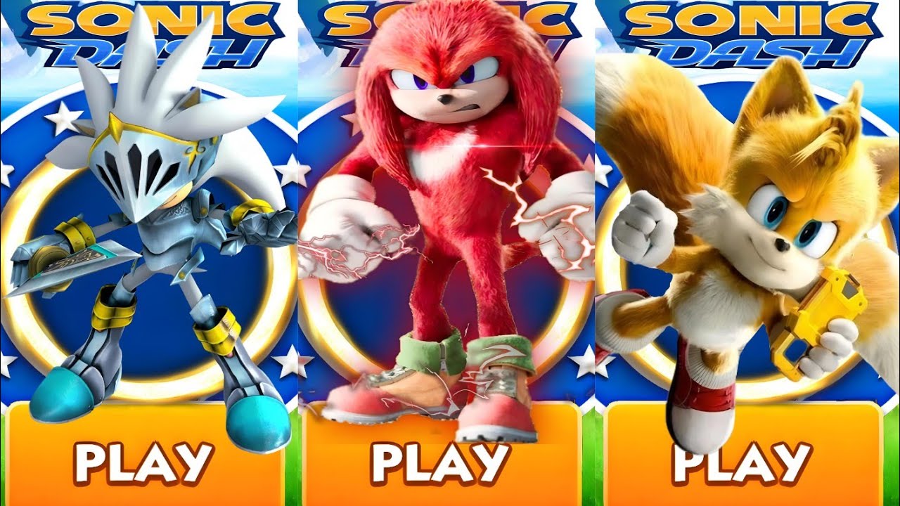Sonic Dash - Sir Silver Sonic vs Movie Knuckles vs Tails Dash - All ...