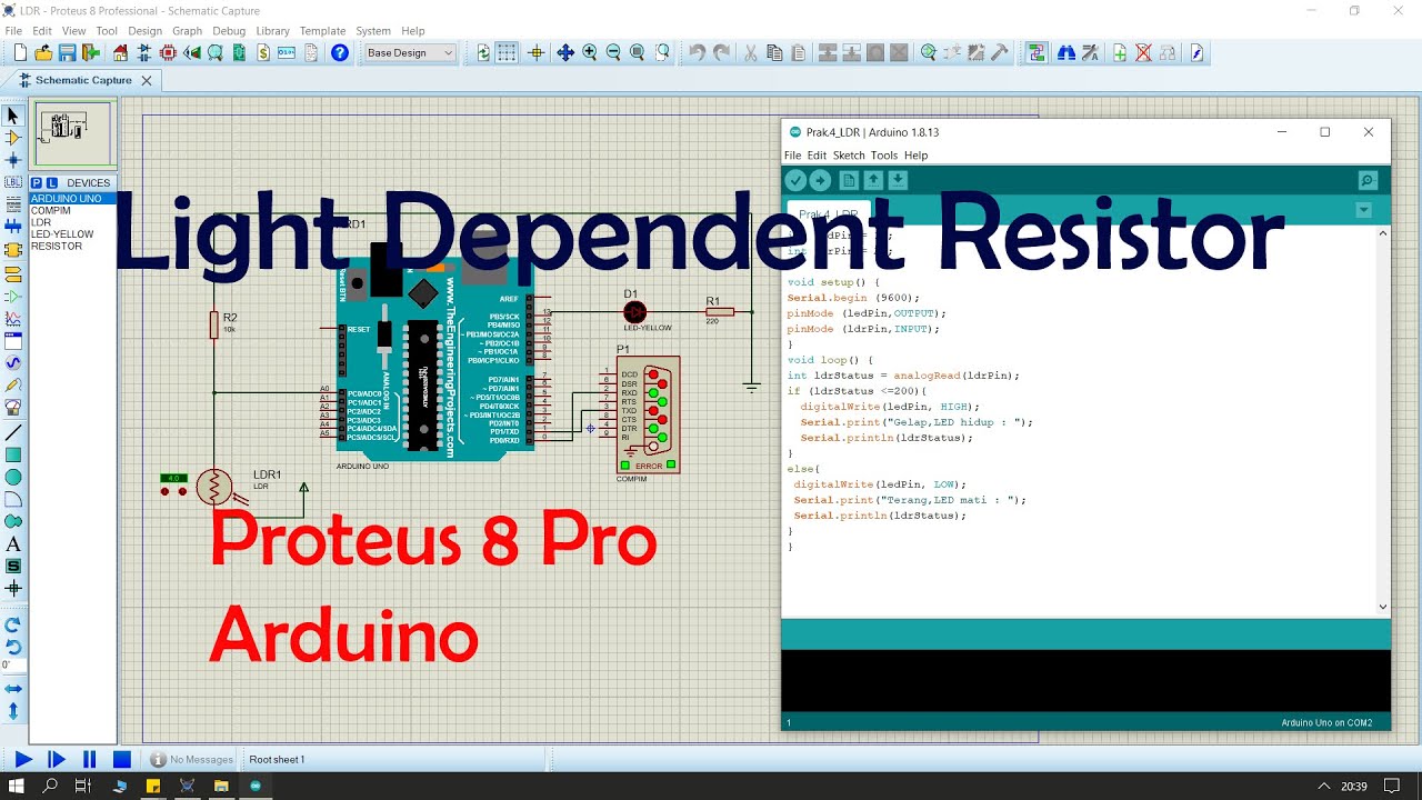 Simulasi (Light Dependent Resistor) LDR (Proteus 8 Pro dan Arduino ...