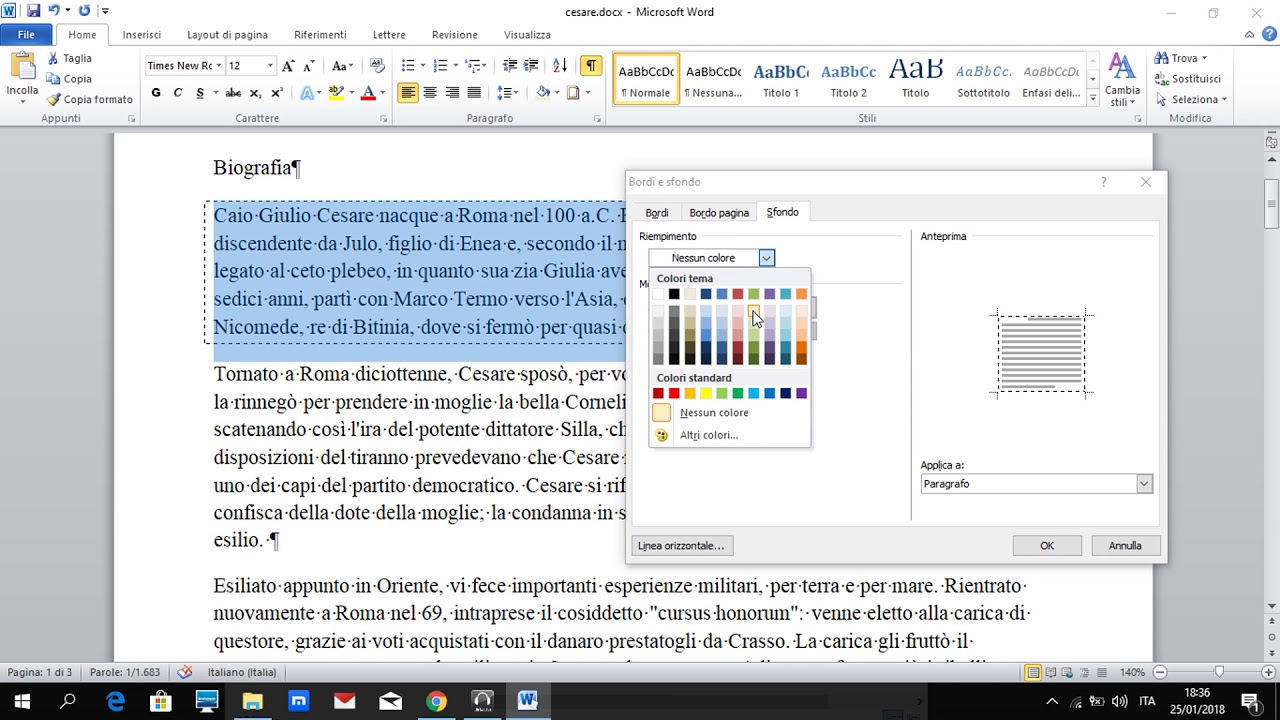 Formattazione di un paragrafo: bordi e sfondi - YouTube