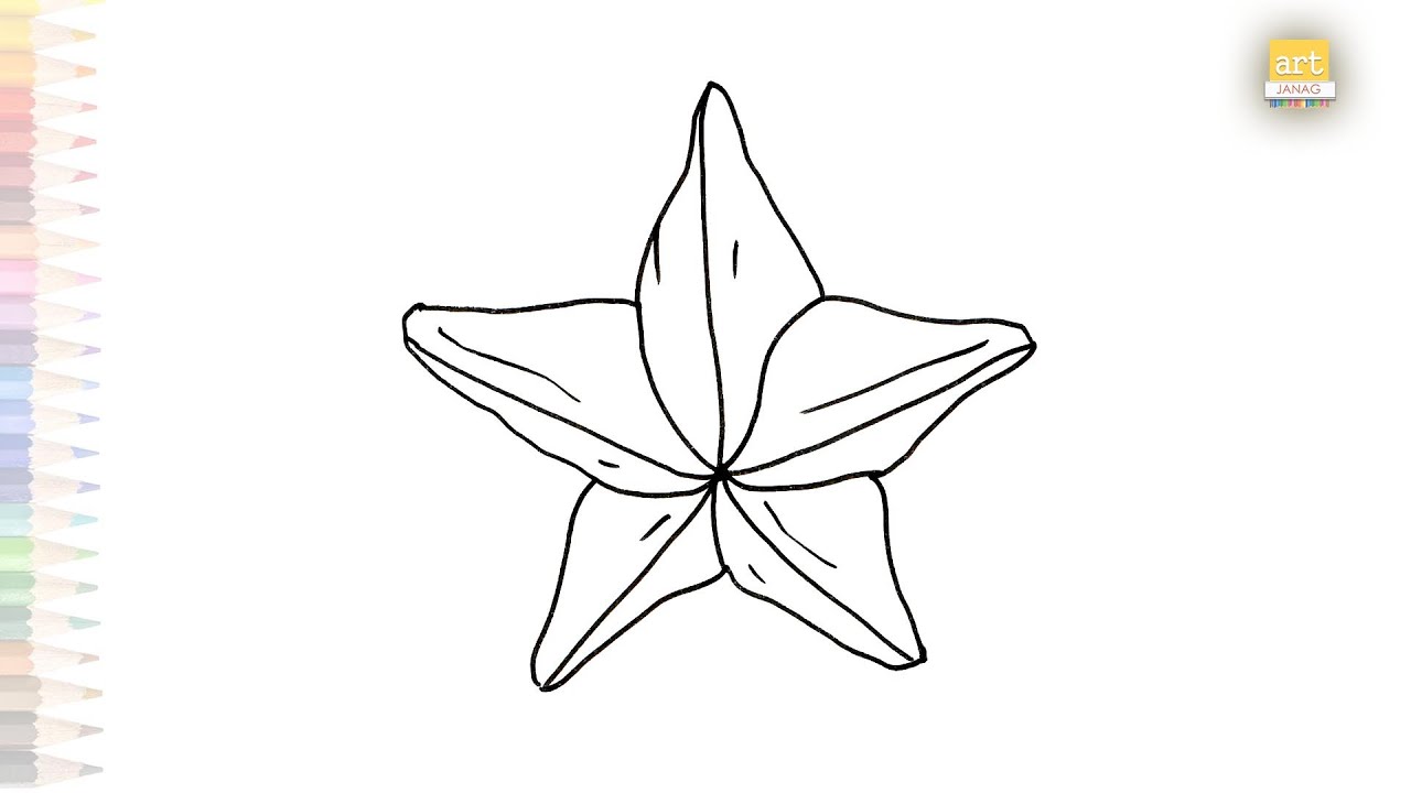 Starfruit drawing video | Starfruit videos | How to draw Starfruit step ...