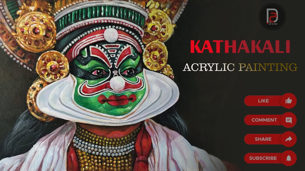 HOW TO DRAW A KATHAKALI / ACRYLIC PAINTING ON CANVAS - YouTube