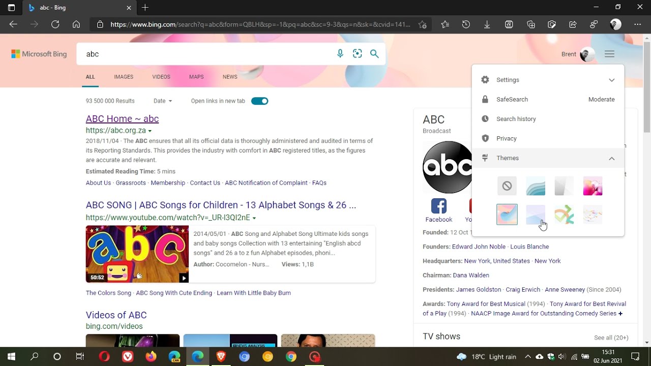 You can now select a theme for search results in Bing - YouTube