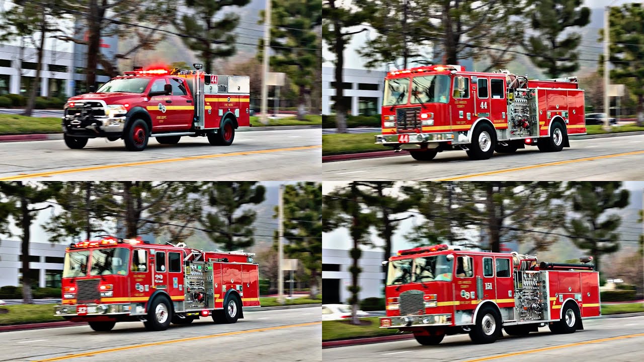 LACoFD Engine 44, 32, 151 (reserve), Patrol 44, Squad 29 & Azusa Police ...