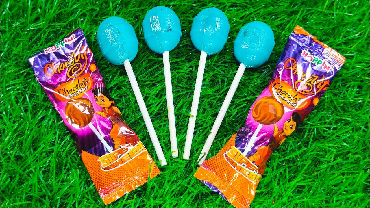 2 Blue Packet Candy Lollipop Unpacking Satisfying ASMR Videos - YouTube