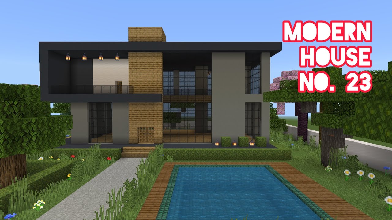Minecraft modern house, time lapse tutorial No. 23 - YouTube