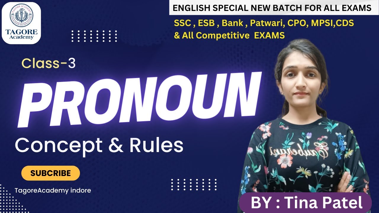 Class 3 Pronouns Concept & Rules || All Competitive Exams || By : Tina ...