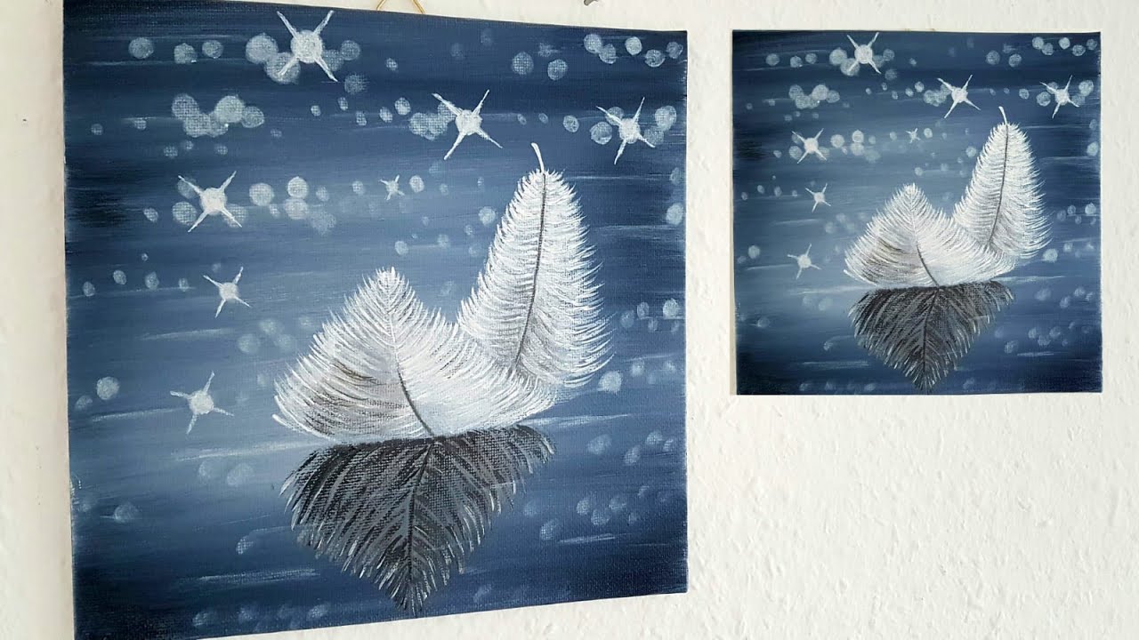 Feder Malen Acryl Weiß Schwarz leicht für Anfänger - Feather Acrylic ...