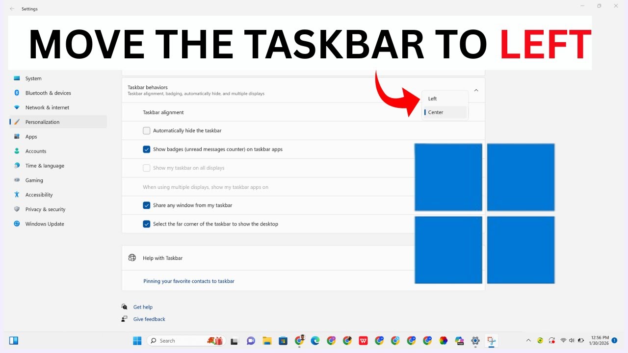 How To Move Your Taskbar To The Left On Windows 11 - YouTube