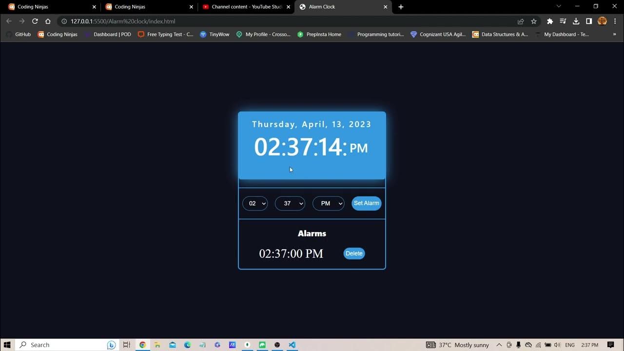 Alarm Clock || Coding Ninjas Skill Test Front-End - YouTube