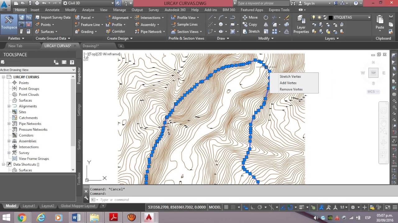 EXPORTAR CURVAS DE NIVEL DE GOOGLE EARTH A CIVIL 3D - YouTube