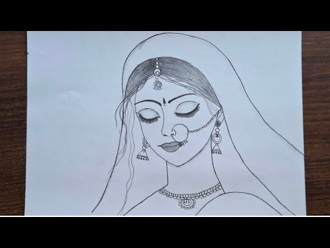 How to draw Radha rani face drawing || Easy drawing step by step - YouTube