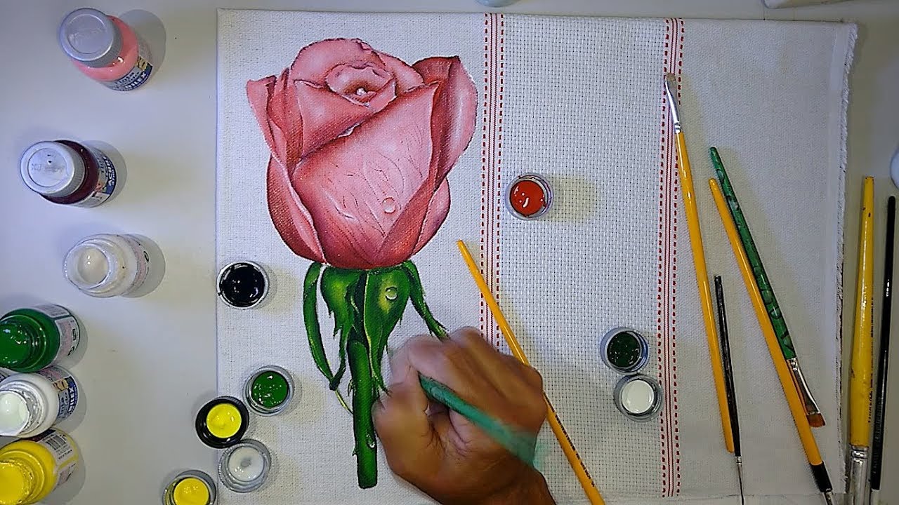 timelapse - Pintando Botão de Rosa Realista - YouTube