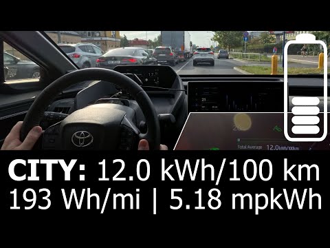 Toyota bZ4X AWD: CITY energy power consumption economy test range mpkWh kWh/100 km electric 4x4