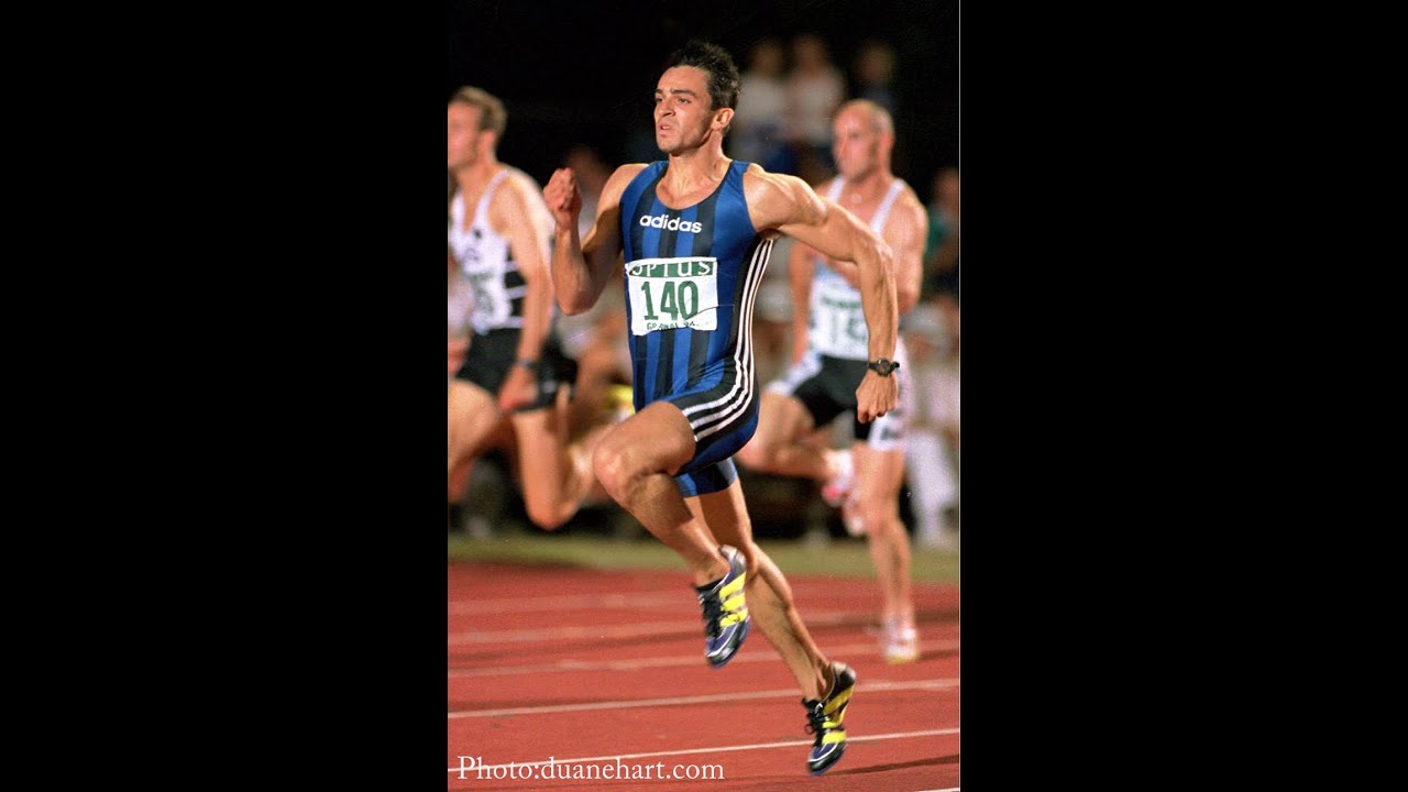 Dean Capobianco wins the Mens 100m at the 1996 Brisbane Grand Prix ...