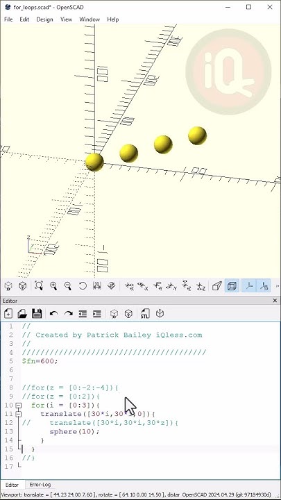 OpenScad: For Loops #openscad #3dprinting - YouTube