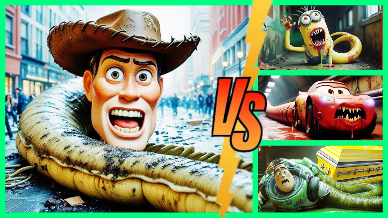 Woody head eater 🆚 Minion Cyberworm 🆚McQueen.exe🆚Lightyear.exe ...