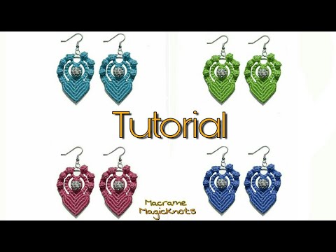 Micro Macrame Earrings Heart Tutorial - YouTube