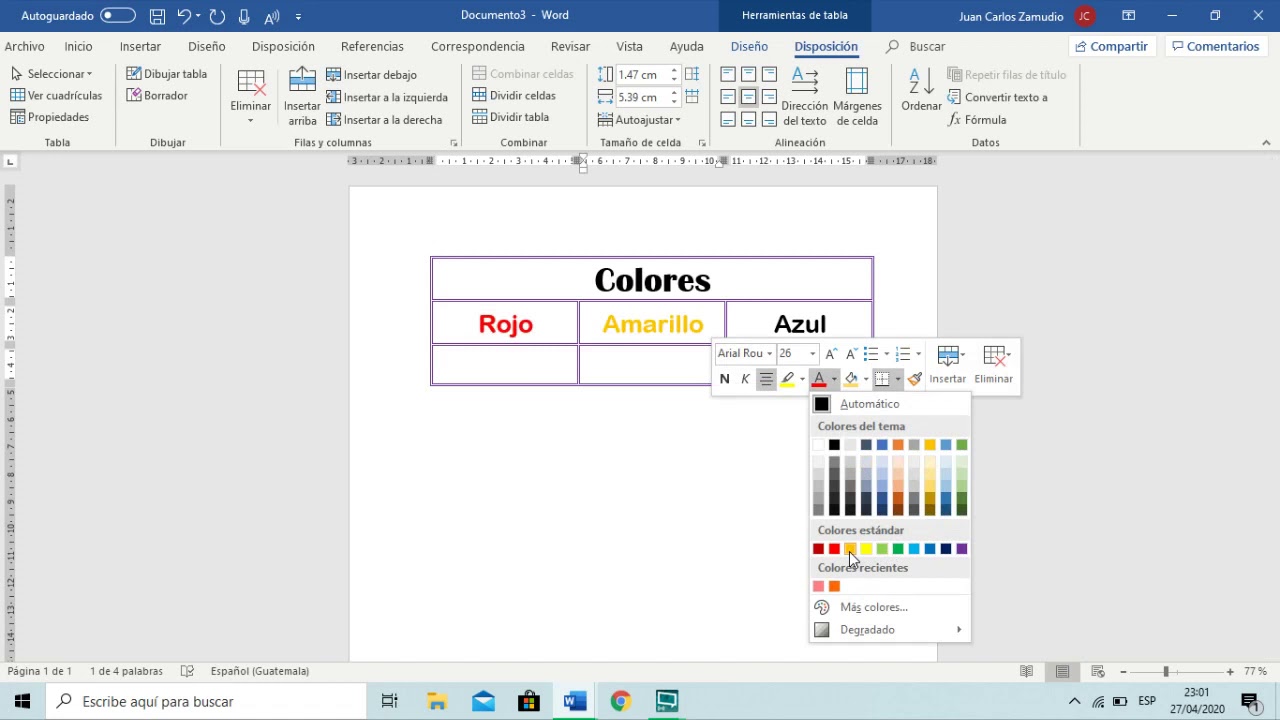 Diseño de Tablas en Word - YouTube