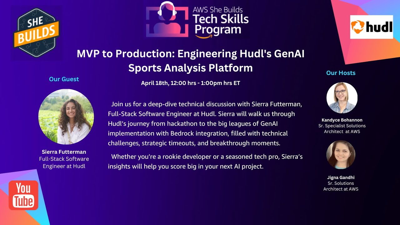 AWS She Builds Tech Skills - Engineering the MVP: Hudl’s GenAI ...