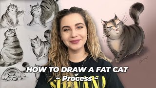 How to Draw a Fat Cat From Sketch to Digital Painting... | Doovi