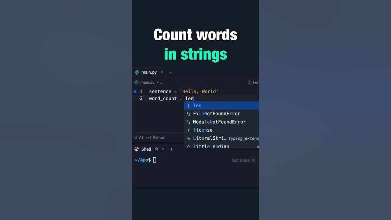 Count Words In Strings Softlinks Python Softwareengineering Html Youtube