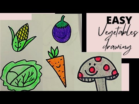 How to draw vegetables with basic shapes / easy drawings for kids ...