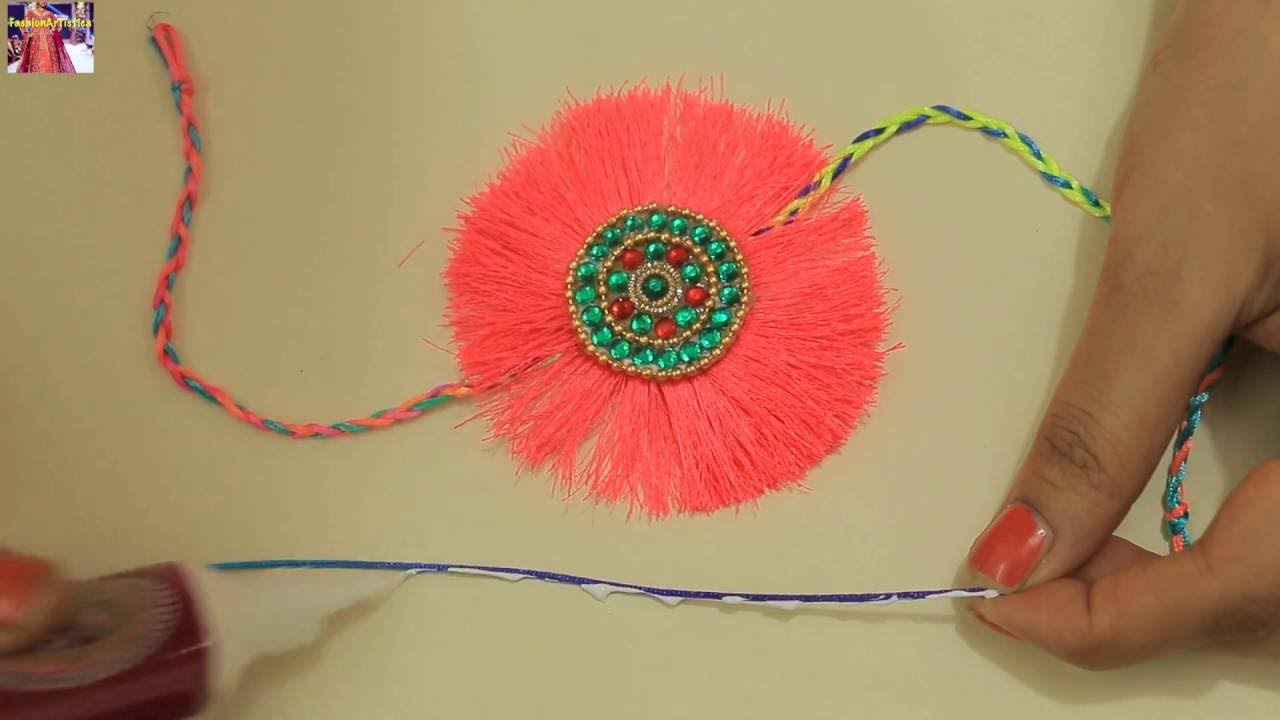 A Beautiful Silk Thread Rakhi DIY:Learn To Make SilK Thread Beads Raki ...