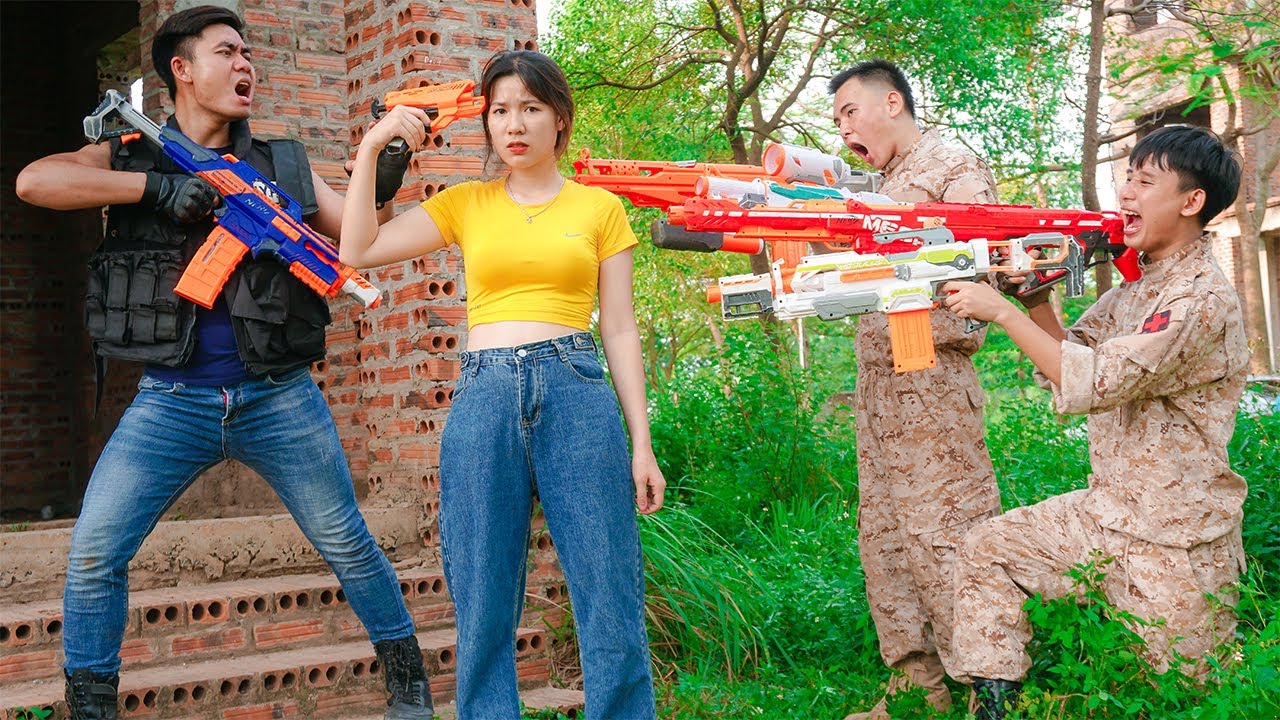 Hihahe Nerf War: BAD GIRLS NERF VS NERF GUNS BAD GUYS - YouTube