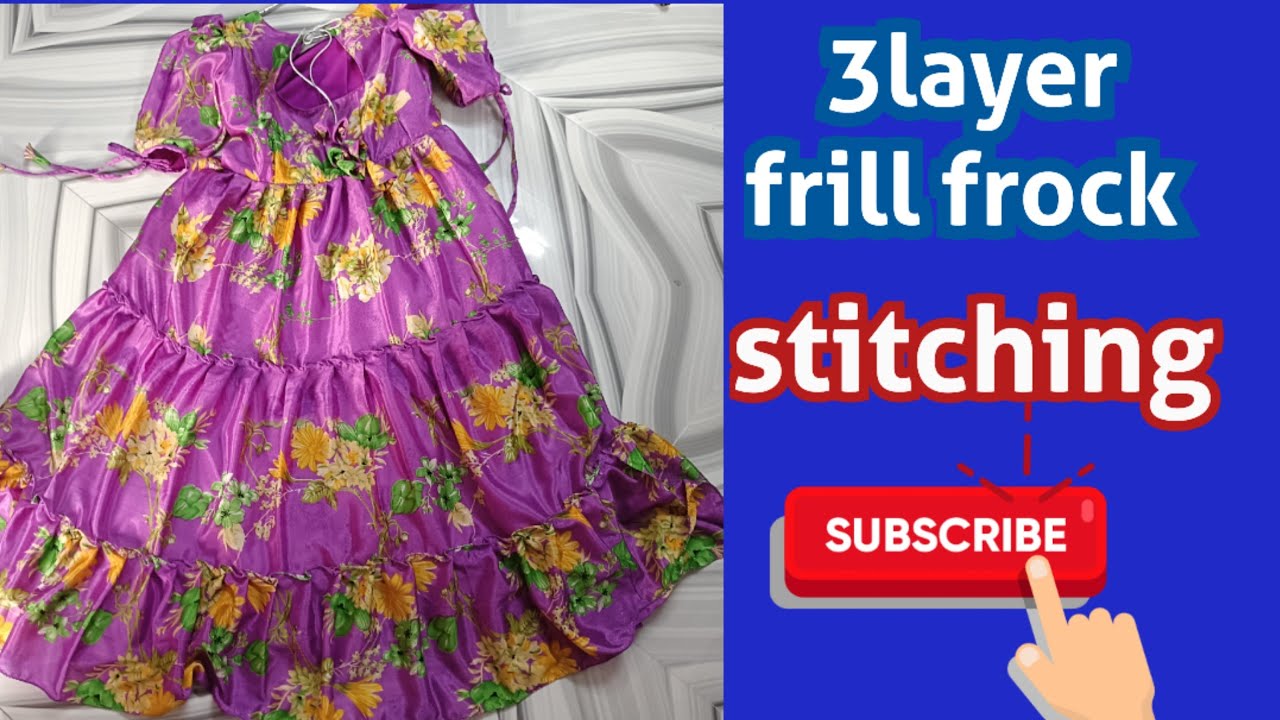 Three layer frill frock stitching || layer frock stitching #trending # ...