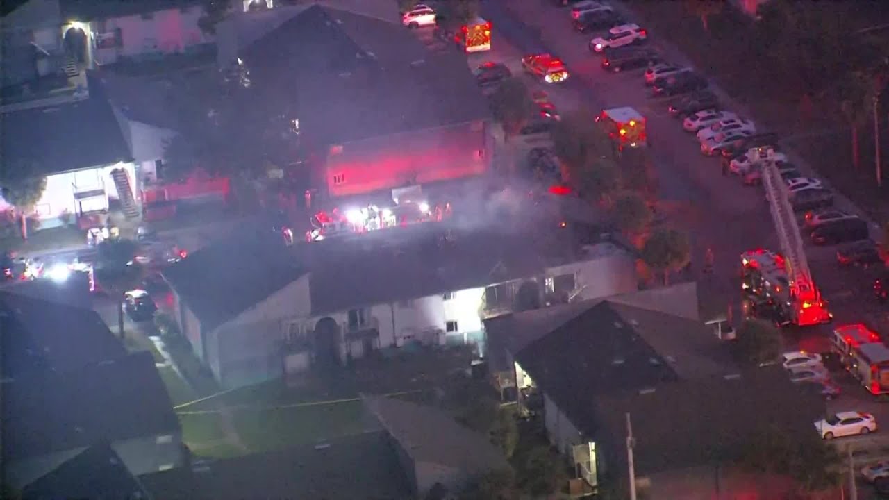 Chopper footage: Crews battle massive fire at Orange County apartments ...