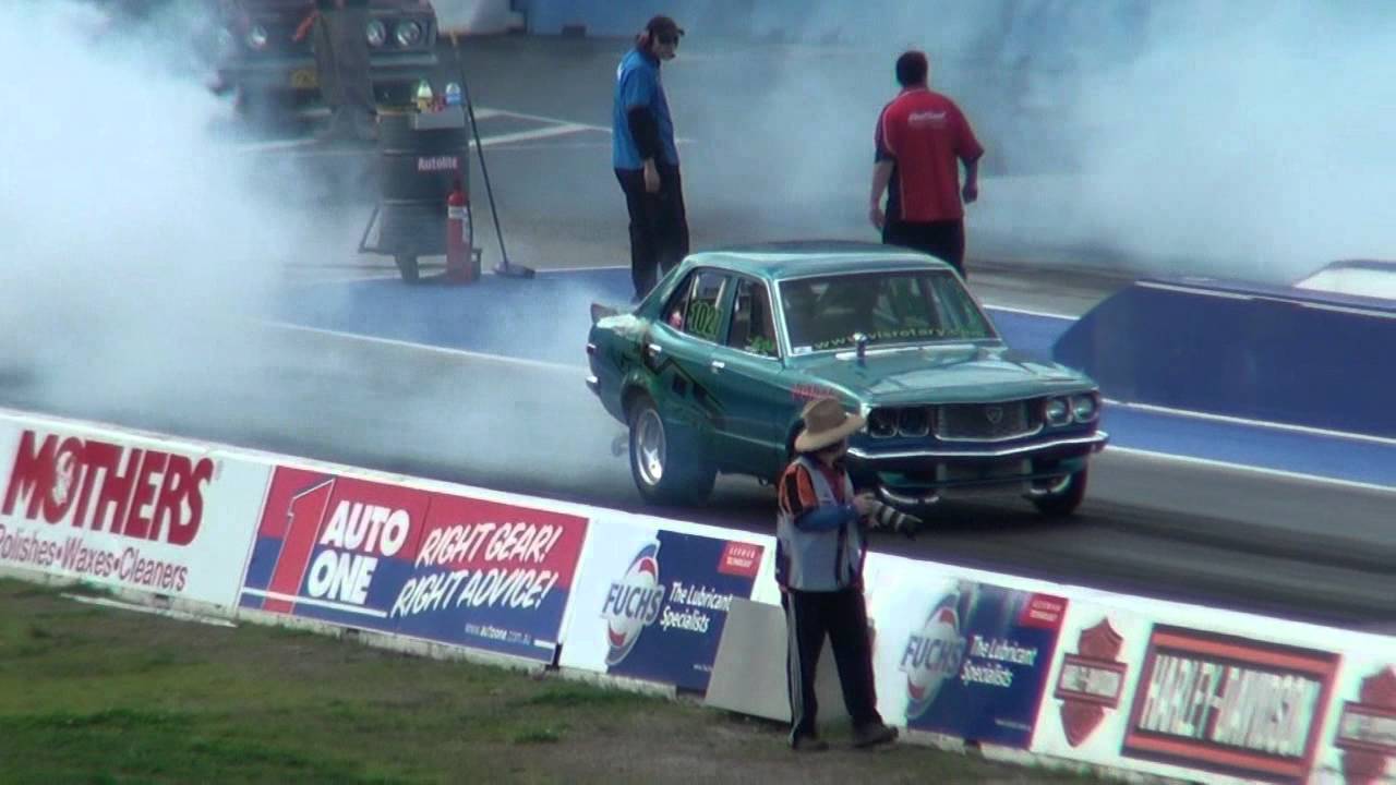VIS ROTARY MAZDA RX3 13B TURBO RUNS 8.91 @ 150 MPH - SYDNEY DRAGWAY ...