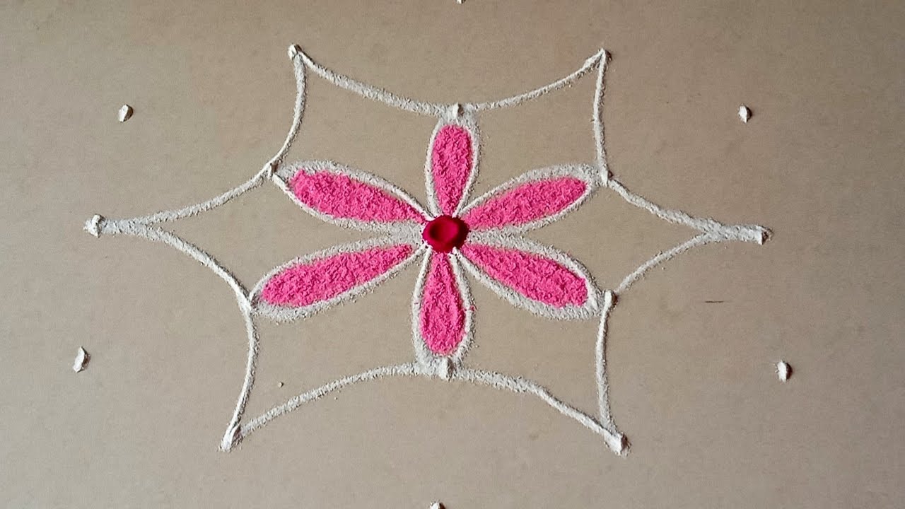 Excellent colourful rangoli design | small and cute rangoli | 5*3 dots ...