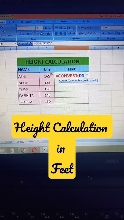 Ms Excel #How to calculate Height in Feet 🧮#shorts #viral #motivational #educational - YouTube